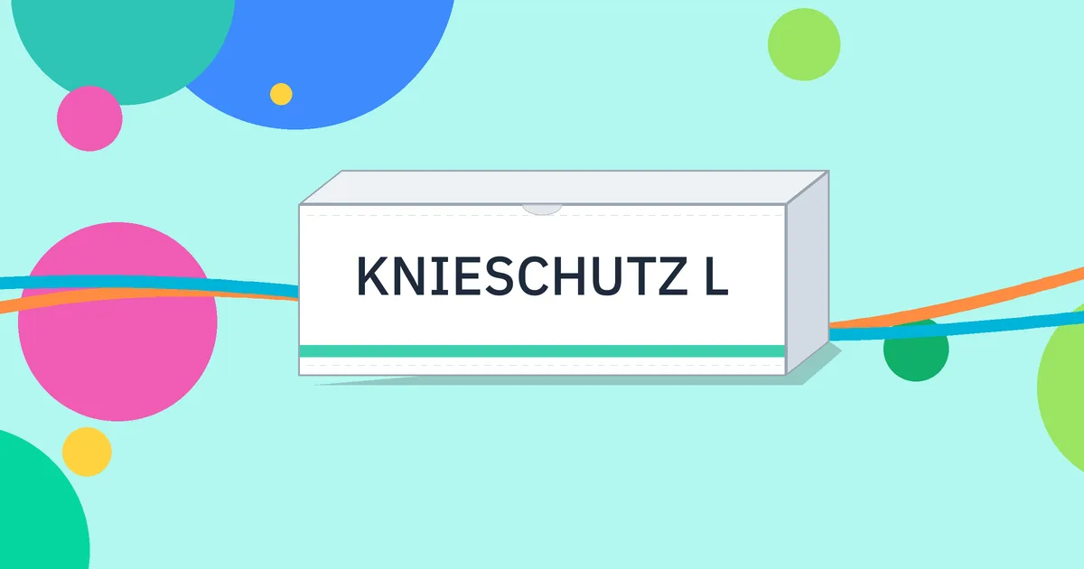 Symbolbild: Packung mit der Aufschrift KNIESCHUTZ L (PZN 14263016) – Verfügbarkeit und Bezug in Apotheken in Frankfurt am Main