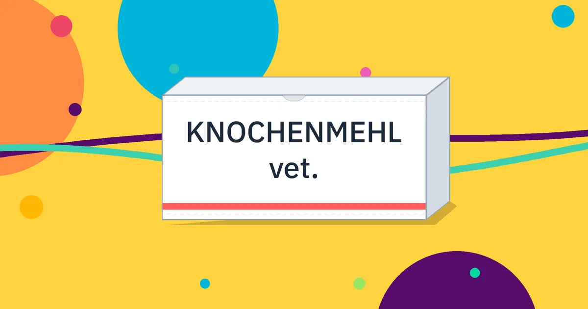 Symbolbild: Packung mit der Aufschrift KNOCHENMEHL vet. (PZN 03345679) – Verfügbarkeit und Bezug in Apotheken in Frankfurt am Main