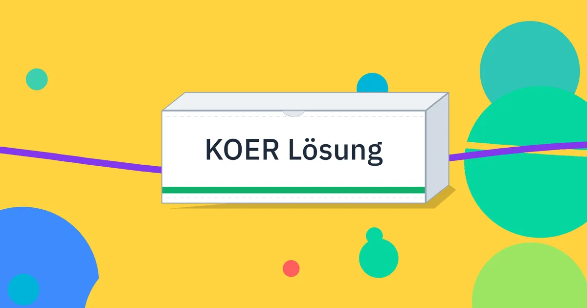 Symbolbild: Packung mit der Aufschrift KOER Lösung (PZN 04891562) – Verfügbarkeit und Bezug in Apotheken in Frankfurt am Main