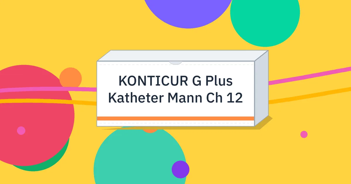 Symbolbild: Packung mit der Aufschrift KONTICUR G Plus Katheter Mann Ch 12 (PZN 20022848) – Verfügbarkeit und Bezug in Apotheken in Frankfurt am Main