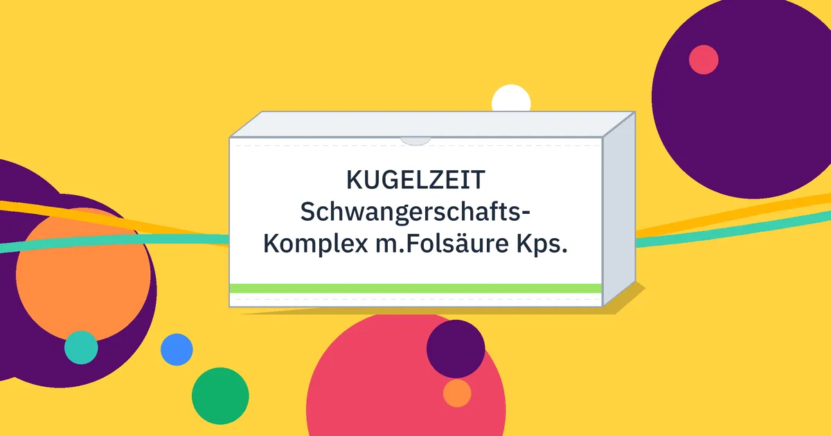 Symbolbild: Packung mit der Aufschrift KUGELZEIT Schwangerschafts-Komplex m.Folsäure Kps. (PZN 19199760) – Verfügbarkeit und Bezug in Apotheken in Frankfurt am Main