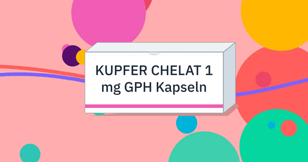 Symbolbild: Packung mit der Aufschrift KUPFER CHELAT 1 mg GPH Kapseln (PZN 10190645) – Verfügbarkeit und Bezug in Apotheken in Frankfurt am Main