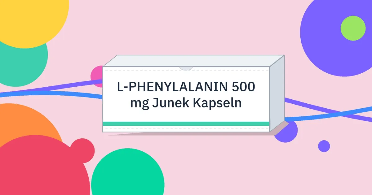 Symbolbild: Packung mit der Aufschrift L-PHENYLALANIN 500 mg Junek Kapseln (PZN 00135131) – Verfügbarkeit und Bezug in Apotheken in Frankfurt am Main