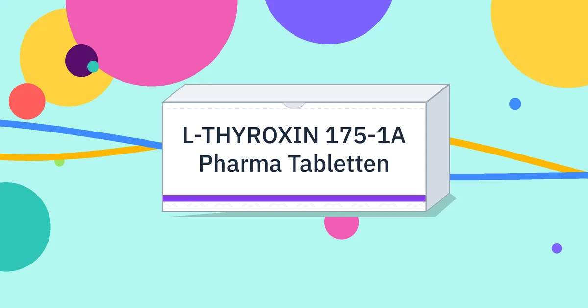 Symbolbild: Packung mit der Aufschrift L-THYROXIN 175-1A Pharma Tabletten (PZN 06488965) – Verfügbarkeit und Bezug in Apotheken in Frankfurt am Main