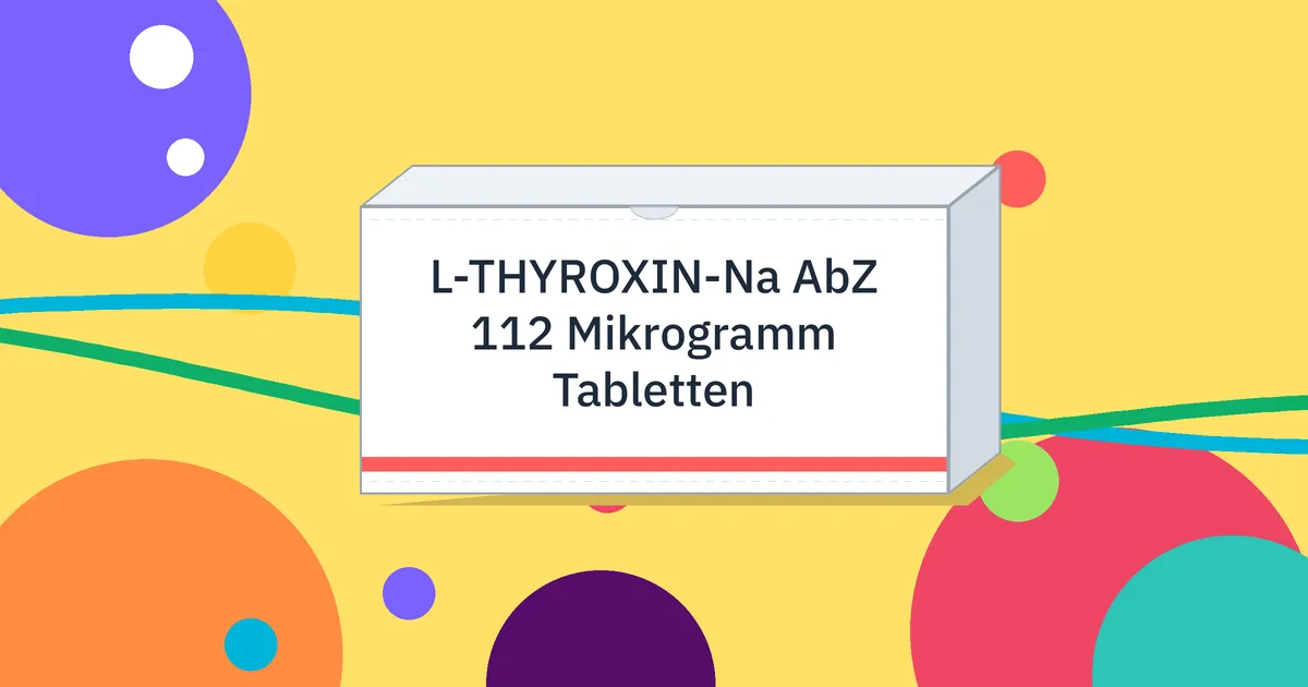 Symbolbild: Packung mit der Aufschrift L-THYROXIN-Na AbZ 112 Mikrogramm Tabletten (PZN 08812039) – Verfügbarkeit und Bezug in Apotheken in Frankfurt am Main