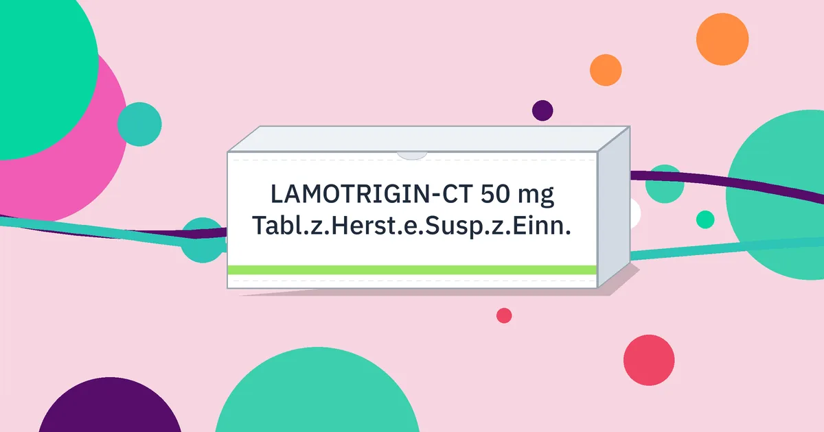 Symbolbild: Packung mit der Aufschrift LAMOTRIGIN-CT 50 mg Tabl.z.Herst.e.Susp.z.Einn. (PZN 04207100) – Verfügbarkeit und Bezug in Apotheken in Frankfurt am Main