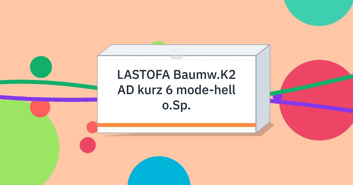 Symbolbild: Packung mit der Aufschrift LASTOFA Baumw.K2 AD kurz 6 mode-hell o.Sp. (PZN 01945984) – Verfügbarkeit und Bezug in Apotheken in Frankfurt am Main