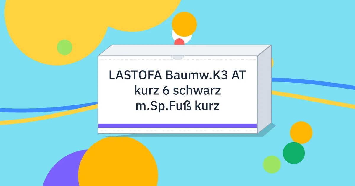 Symbolbild: Packung mit der Aufschrift LASTOFA Baumw.K3 AT kurz 6 schwarz m.Sp.Fuß kurz (PZN 01958981) – Verfügbarkeit und Bezug in Apotheken in Frankfurt am Main