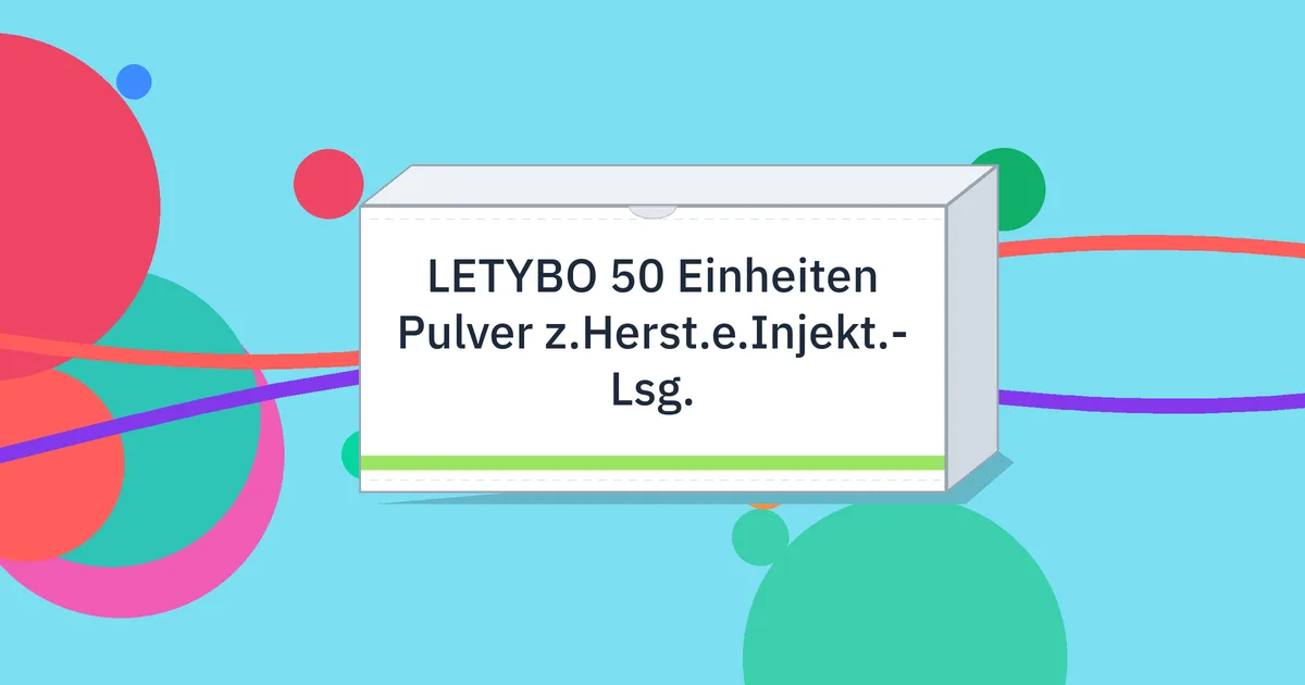 Symbolbild: Packung mit der Aufschrift LETYBO 50 Einheiten Pulver z.Herst.e.Injekt.-Lsg. (PZN 17930186) – Verfügbarkeit und Bezug in Apotheken in Frankfurt am Main