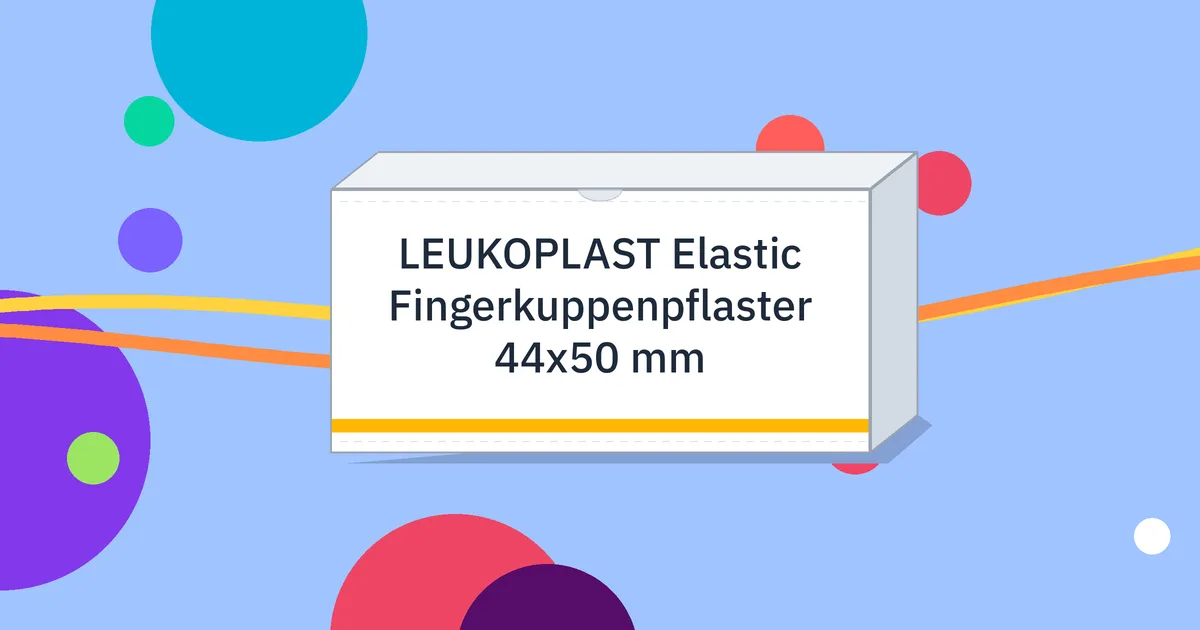 Symbolbild: Packung mit der Aufschrift LEUKOPLAST Elastic Fingerkuppenpflaster 44x50 mm (PZN 14284774) – Verfügbarkeit und Bezug in Apotheken in Frankfurt am Main