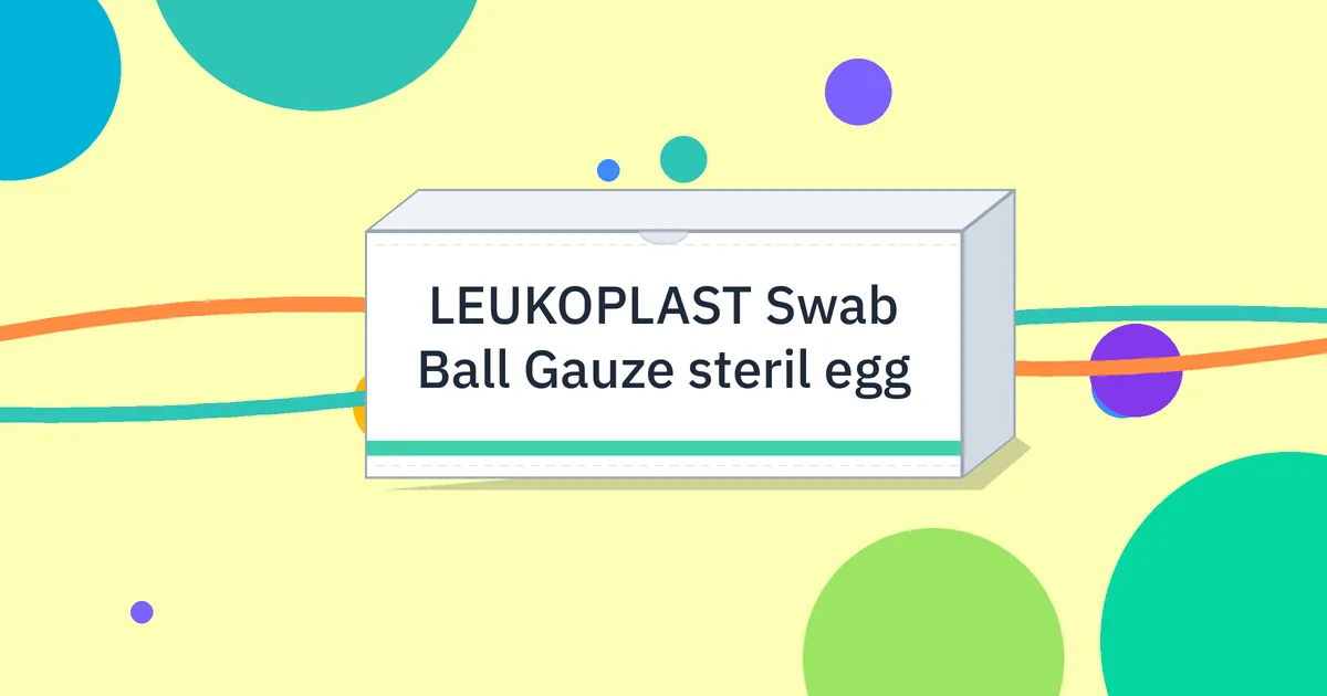 Symbolbild: Packung mit der Aufschrift LEUKOPLAST Swab Ball Gauze steril egg (PZN 17208348) – Verfügbarkeit und Bezug in Apotheken in Frankfurt am Main