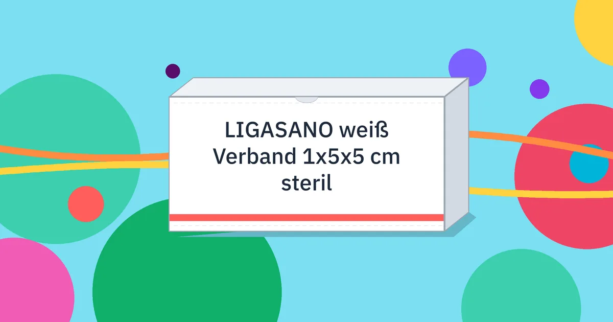 Symbolbild: Packung mit der Aufschrift LIGASANO weiß Verband 1x5x5 cm steril (PZN 19081165) – Verfügbarkeit und Bezug in Apotheken in Frankfurt am Main