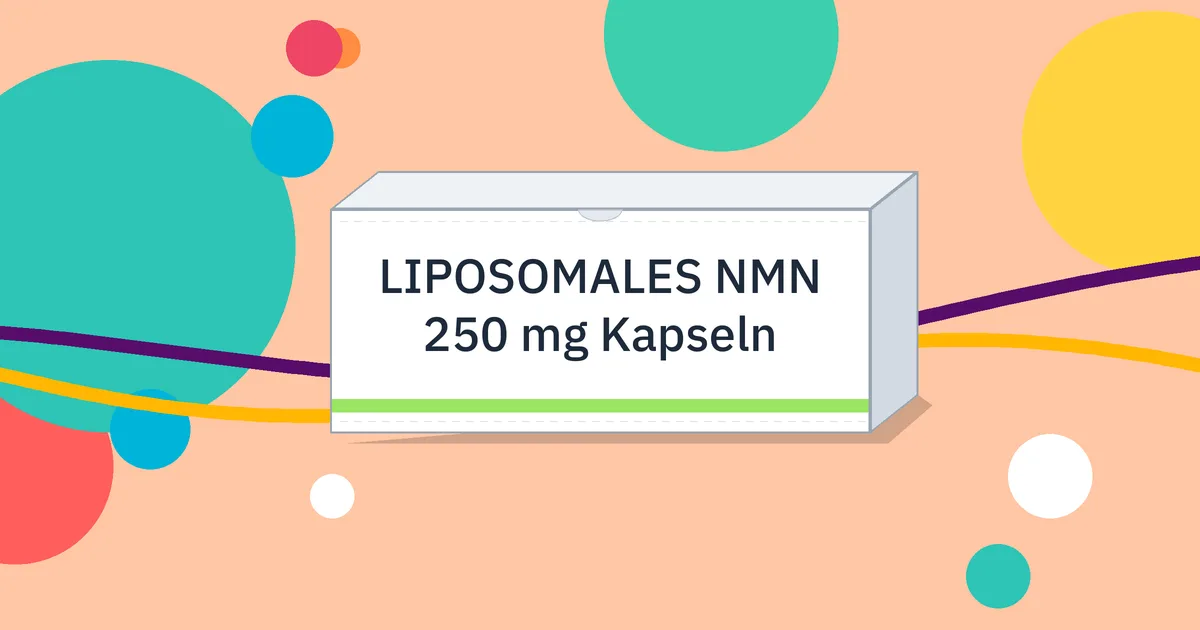Symbolbild: Packung mit der Aufschrift LIPOSOMALES NMN 250 mg Kapseln (PZN 19386396) – Verfügbarkeit und Bezug in Apotheken in Frankfurt am Main