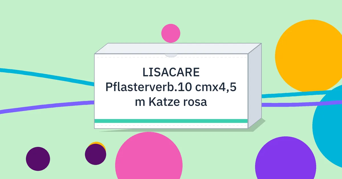 Symbolbild: Packung mit der Aufschrift LISACARE Pflasterverb.10 cmx4,5 m Katze rosa (PZN 17893255) – Verfügbarkeit und Bezug in Apotheken in Frankfurt am Main