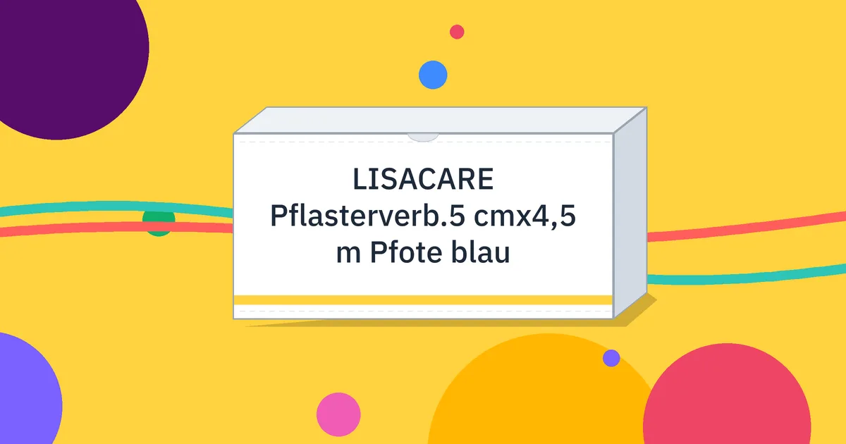 Symbolbild: Packung mit der Aufschrift LISACARE Pflasterverb.5 cmx4,5 m Pfote blau (PZN 17892333) – Verfügbarkeit und Bezug in Apotheken in Frankfurt am Main