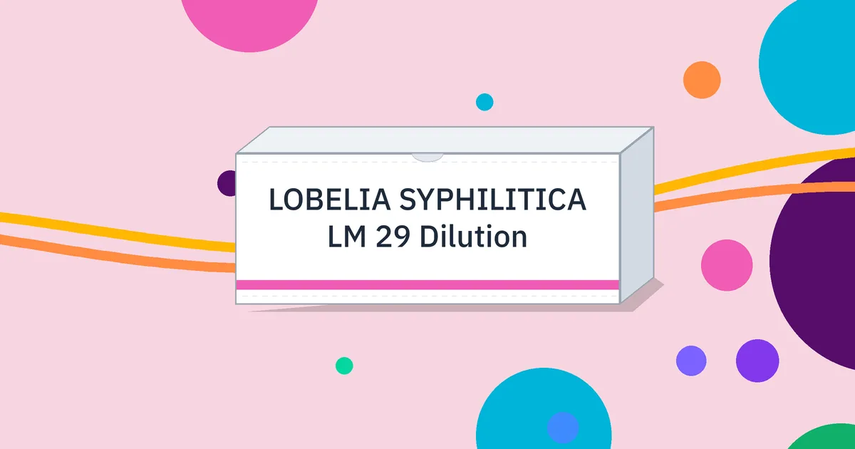 Symbolbild: Packung mit der Aufschrift LOBELIA SYPHILITICA LM 29 Dilution (PZN 13534996) – Verfügbarkeit und Bezug in Apotheken in Frankfurt am Main