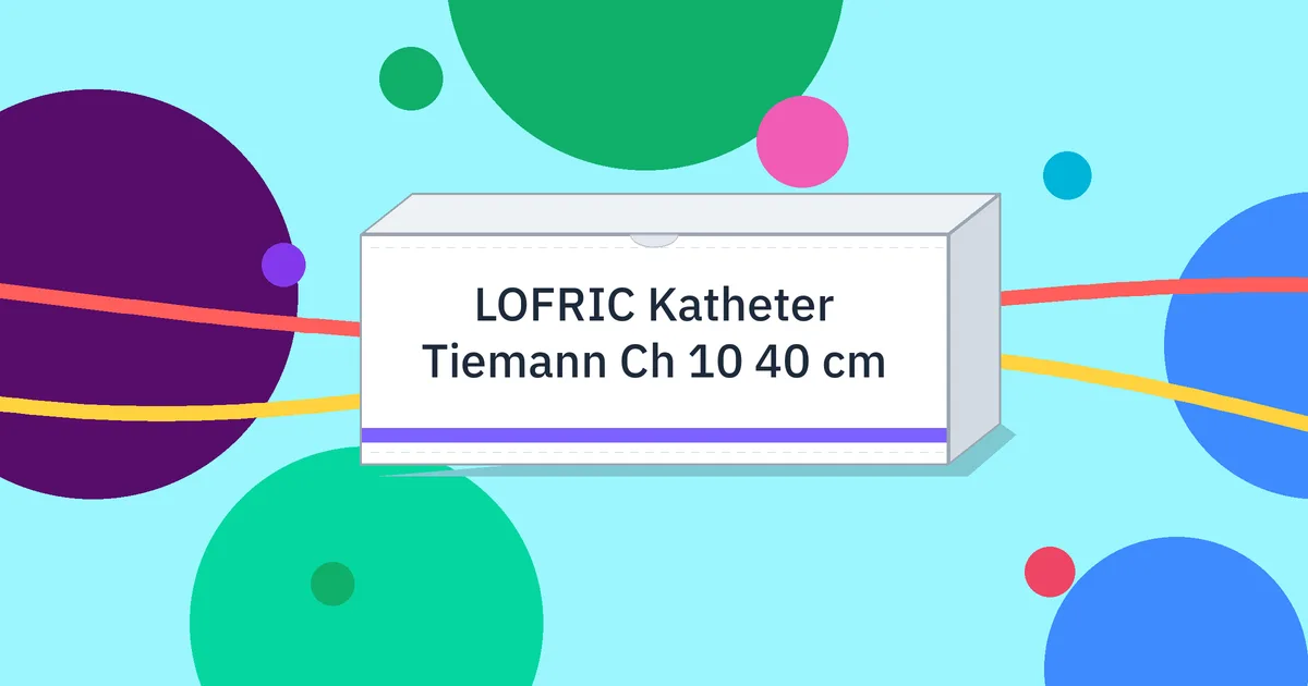 Symbolbild: Packung mit der Aufschrift LOFRIC Katheter Tiemann Ch 10 40 cm (PZN 16671512) – Verfügbarkeit und Bezug in Apotheken in Frankfurt am Main