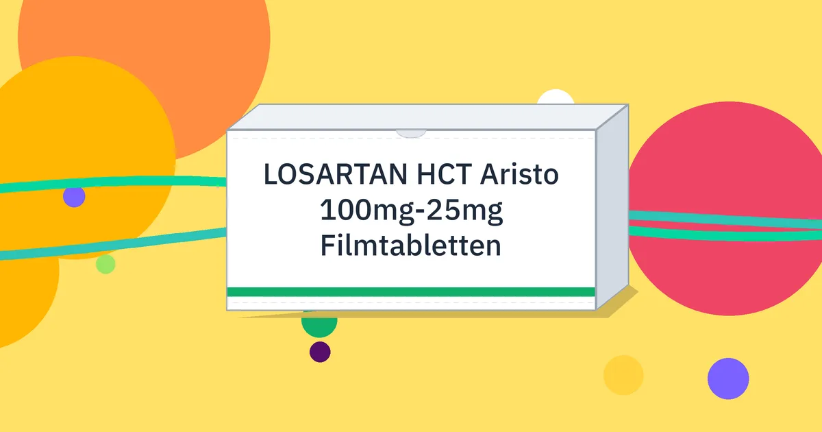 Symbolbild: Packung mit der Aufschrift LOSARTAN HCT Aristo 100mg-25mg Filmtabletten (PZN 07510945) – Verfügbarkeit und Bezug in Apotheken in Frankfurt am Main