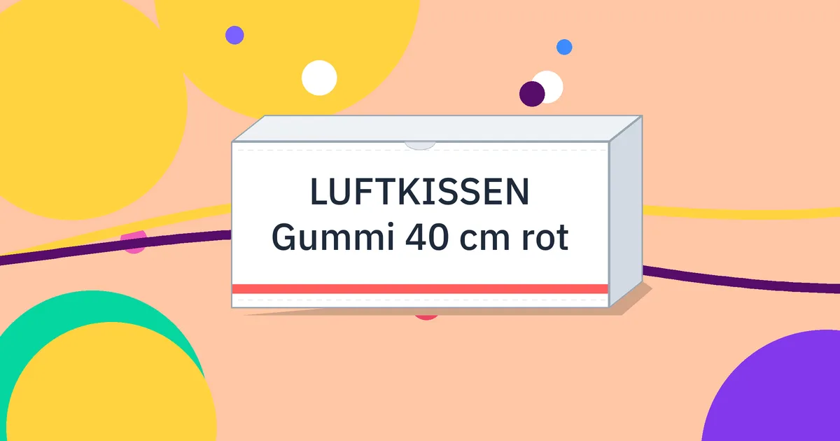 Symbolbild: Packung mit der Aufschrift LUFTKISSEN Gummi 40 cm rot (PZN 05399946) – Verfügbarkeit und Bezug in Apotheken in Frankfurt am Main