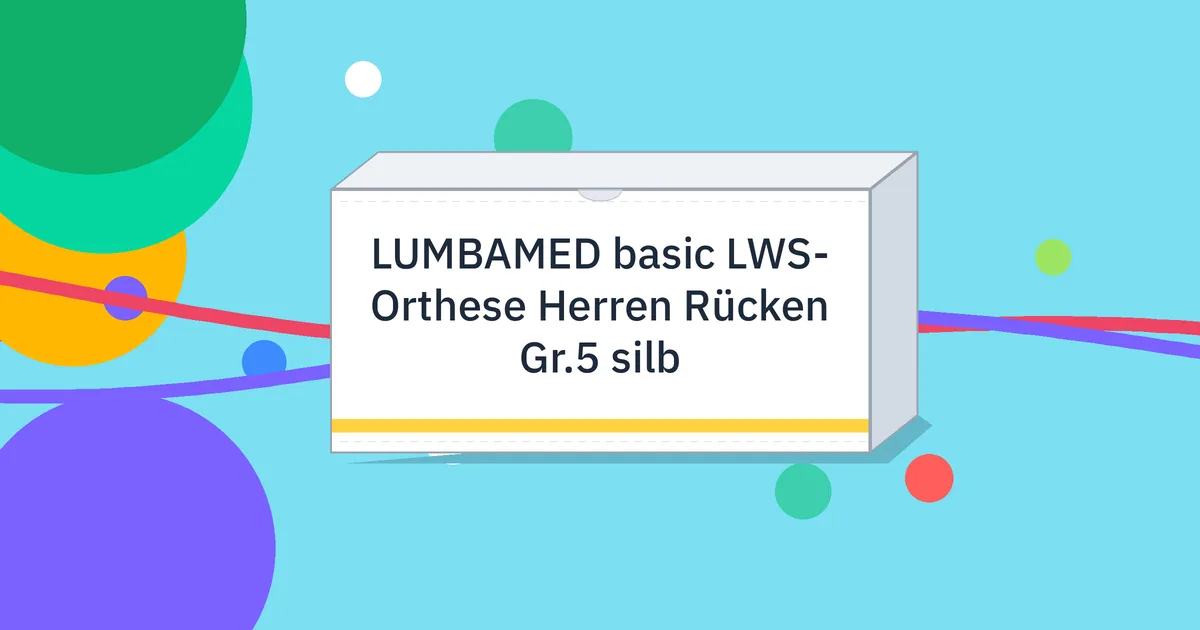 Symbolbild: Packung mit der Aufschrift LUMBAMED basic LWS-Orthese Herren Rücken Gr.5 silb (PZN 18828001) – Verfügbarkeit und Bezug in Apotheken in Frankfurt am Main