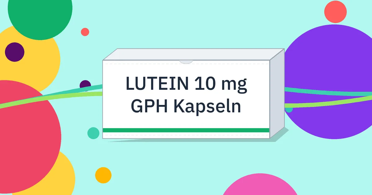 Symbolbild: Packung mit der Aufschrift LUTEIN 10 mg GPH Kapseln (PZN 06075157) – Verfügbarkeit und Bezug in Apotheken in Frankfurt am Main