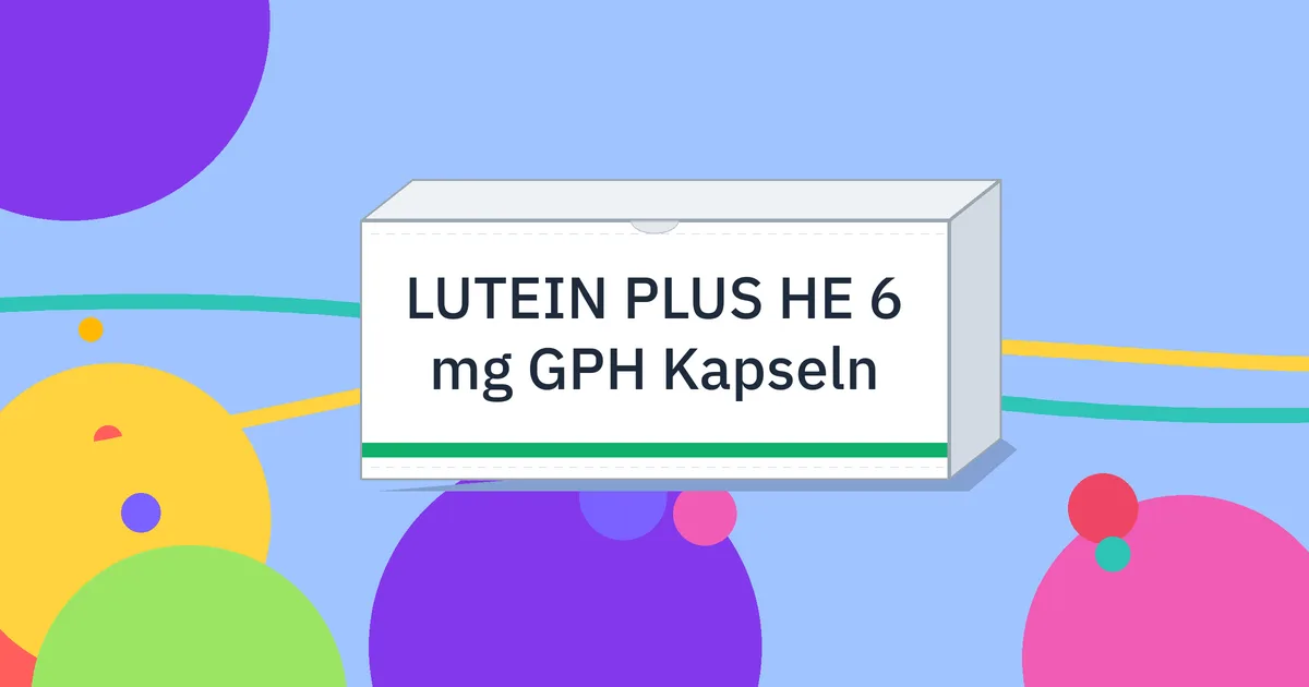 Symbolbild: Packung mit der Aufschrift LUTEIN PLUS HE 6 mg GPH Kapseln (PZN 02454952) – Verfügbarkeit und Bezug in Apotheken in Frankfurt am Main