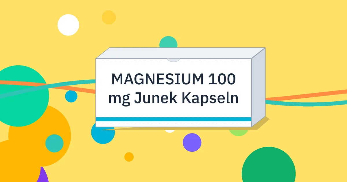 Symbolbild: Packung mit der Aufschrift MAGNESIUM 100 mg Junek Kapseln (PZN 03515762) – Verfügbarkeit und Bezug in Apotheken in Frankfurt am Main