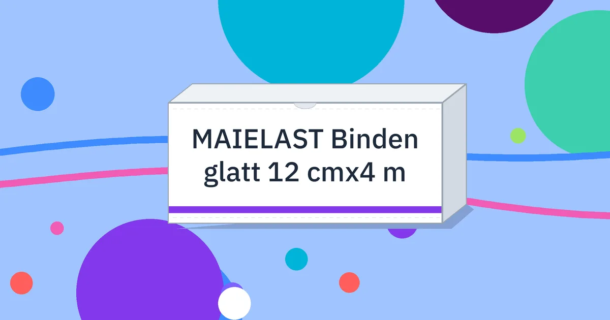 Symbolbild: Packung mit der Aufschrift MAIELAST Binden glatt 12 cmx4 m (PZN 08889154) – Verfügbarkeit und Bezug in Apotheken in Frankfurt am Main