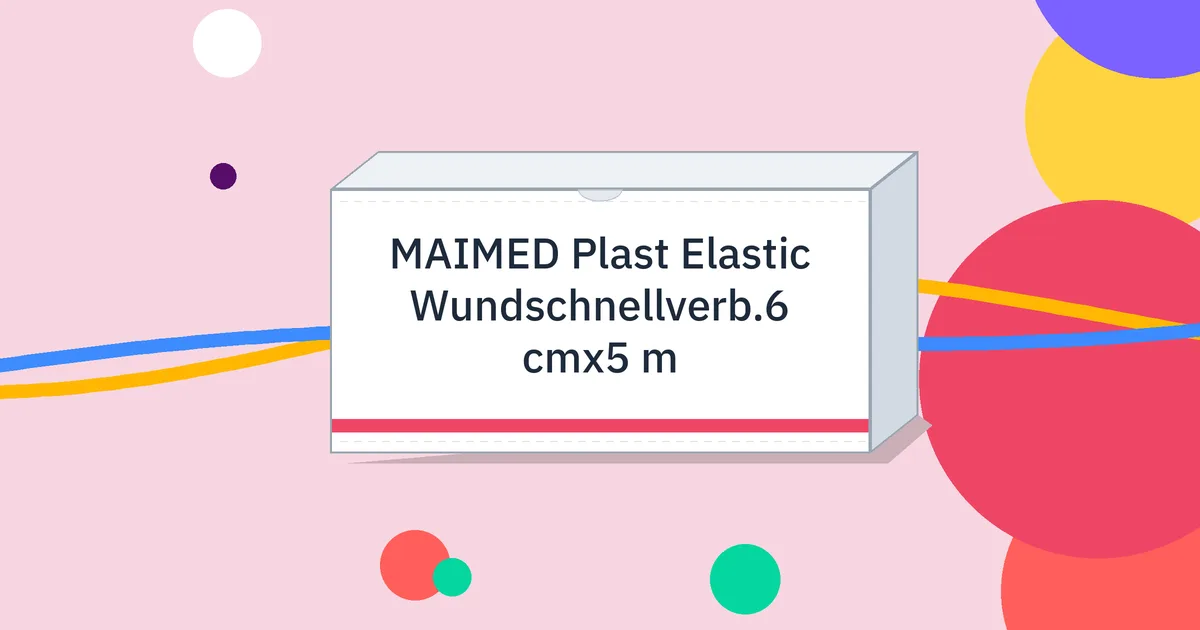 Symbolbild: Packung mit der Aufschrift MAIMED Plast Elastic Wundschnellverb.6 cmx5 m (PZN 18037943) – Verfügbarkeit und Bezug in Apotheken in Frankfurt am Main