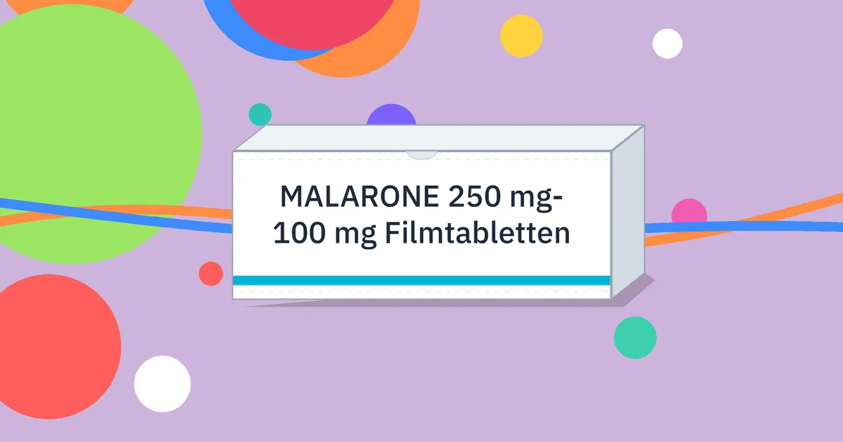Symbolbild: Packung mit der Aufschrift MALARONE 250 mg-100 mg Filmtabletten (PZN 11098574) – Verfügbarkeit und Bezug in Apotheken in Frankfurt am Main