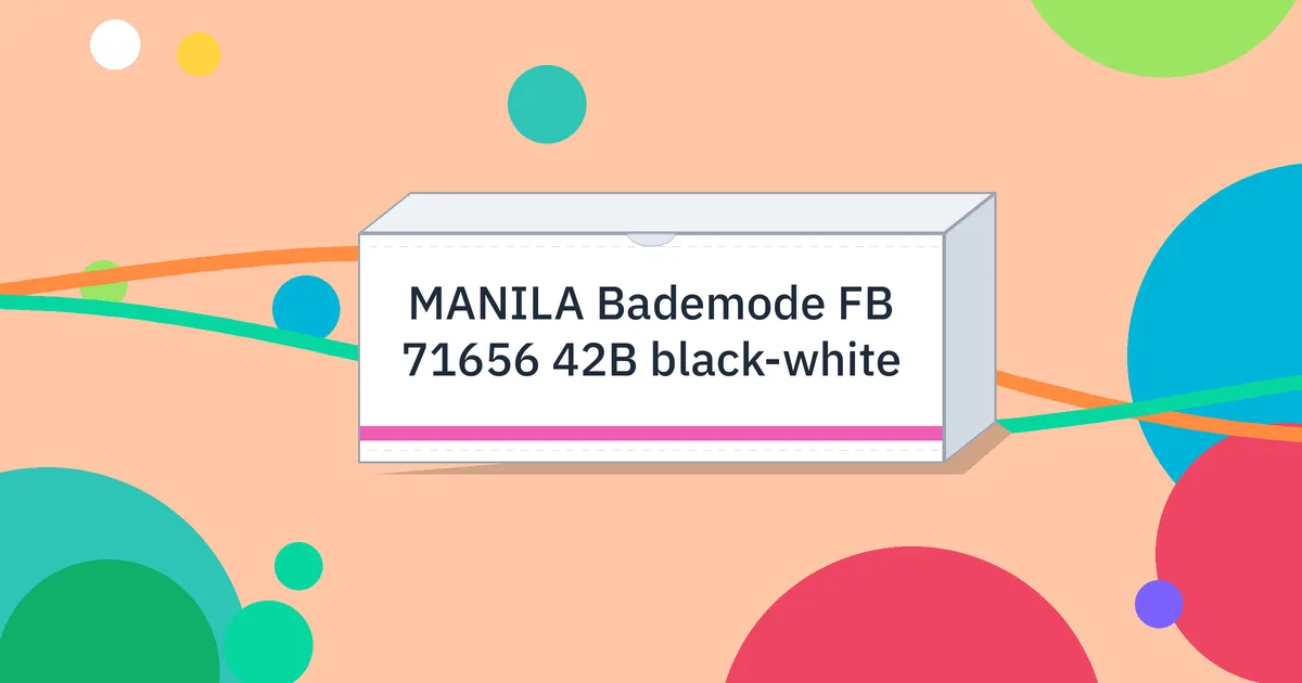 Symbolbild: Packung mit der Aufschrift MANILA Bademode FB 71656 42B black-white (PZN 18711701) – Verfügbarkeit und Bezug in Apotheken in Frankfurt am Main