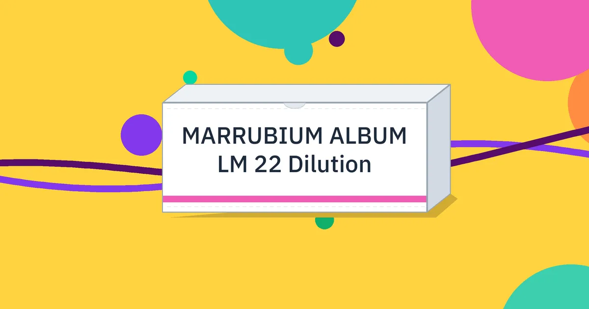 Symbolbild: Packung mit der Aufschrift MARRUBIUM ALBUM LM 22 Dilution (PZN 13602019) – Verfügbarkeit und Bezug in Apotheken in Frankfurt am Main