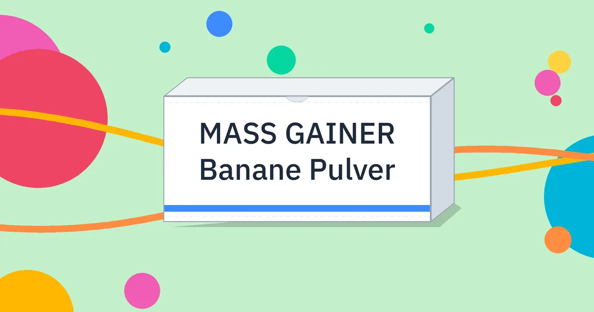 Symbolbild: Packung mit der Aufschrift MASS GAINER Banane Pulver (PZN 07408052) – Verfügbarkeit und Bezug in Apotheken in Frankfurt am Main