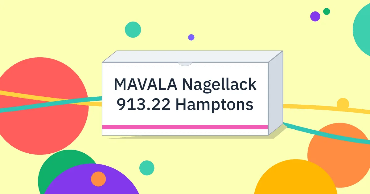 Symbolbild: Packung mit der Aufschrift MAVALA Nagellack 913.22 Hamptons (PZN 17209419) – Verfügbarkeit und Bezug in Apotheken in Frankfurt am Main