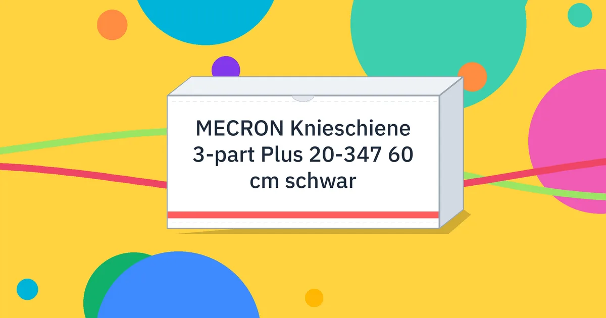 Symbolbild: Packung mit der Aufschrift MECRON Knieschiene 3-part Plus 20-347 60 cm schwar (PZN 14297067) – Verfügbarkeit und Bezug in Apotheken in Frankfurt am Main