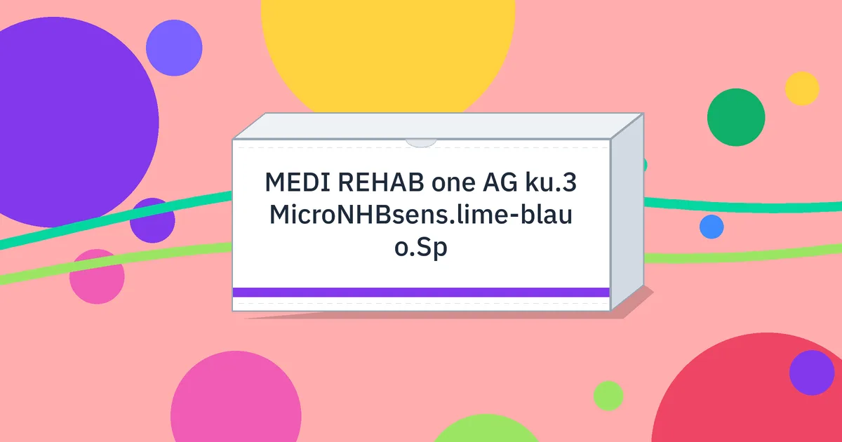 Symbolbild: Packung mit der Aufschrift MEDI REHAB one AG ku.3 MicroNHBsens.lime-blau o.Sp (PZN 16753523) – Verfügbarkeit und Bezug in Apotheken in Frankfurt am Main