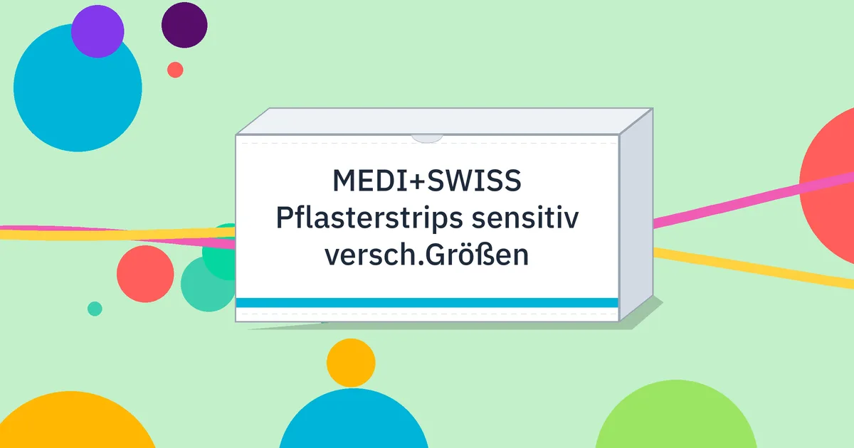 Symbolbild: Packung mit der Aufschrift MEDI+SWISS Pflasterstrips sensitiv versch.Größen (PZN 16907239) – Verfügbarkeit und Bezug in Apotheken in Frankfurt am Main
