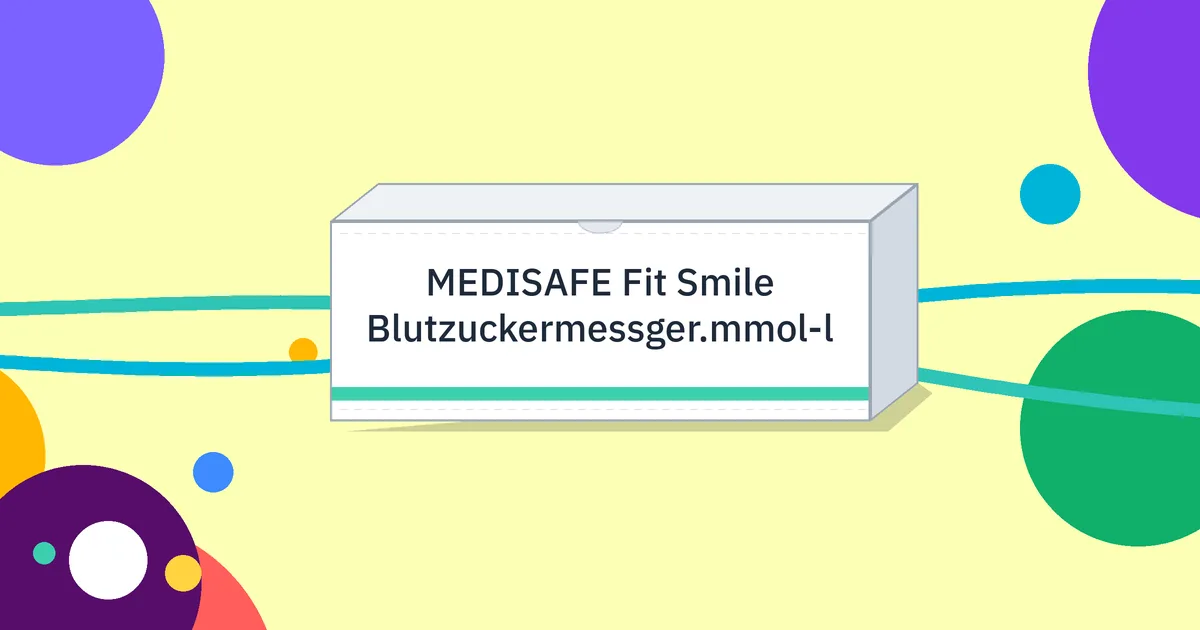 Symbolbild: Packung mit der Aufschrift MEDISAFE Fit Smile Blutzuckermessger.mmol-l (PZN 12449662) – Verfügbarkeit und Bezug in Apotheken in Frankfurt am Main