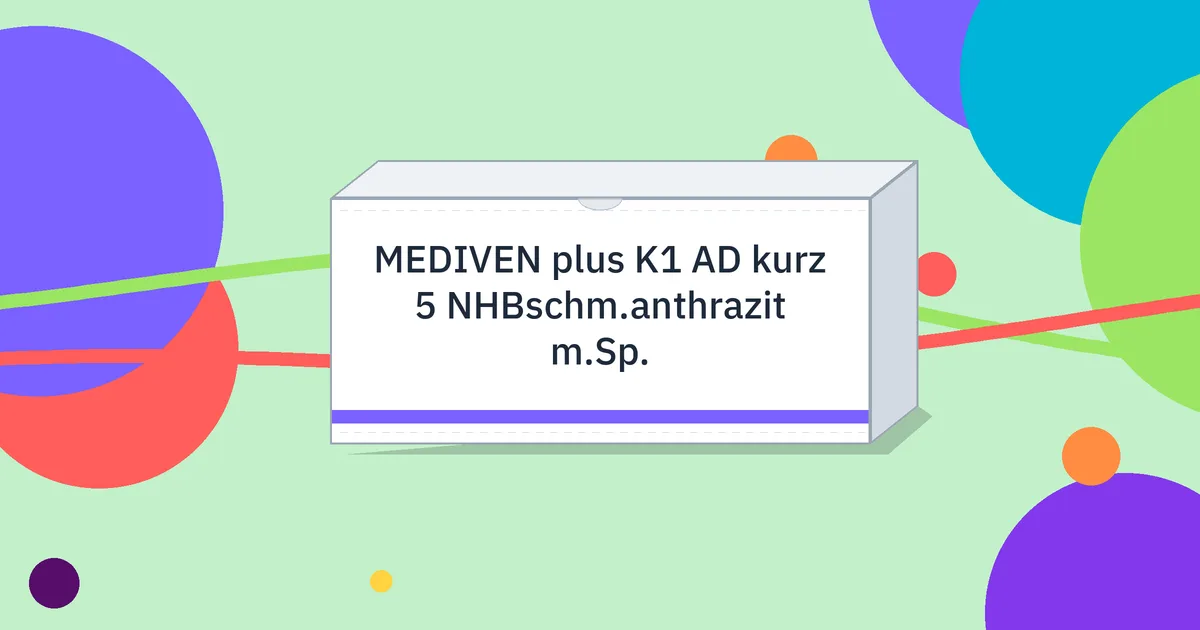 Symbolbild: Packung mit der Aufschrift MEDIVEN plus K1 AD kurz 5 NHBschm.anthrazit m.Sp. (PZN 15898811) – Verfügbarkeit und Bezug in Apotheken in Frankfurt am Main