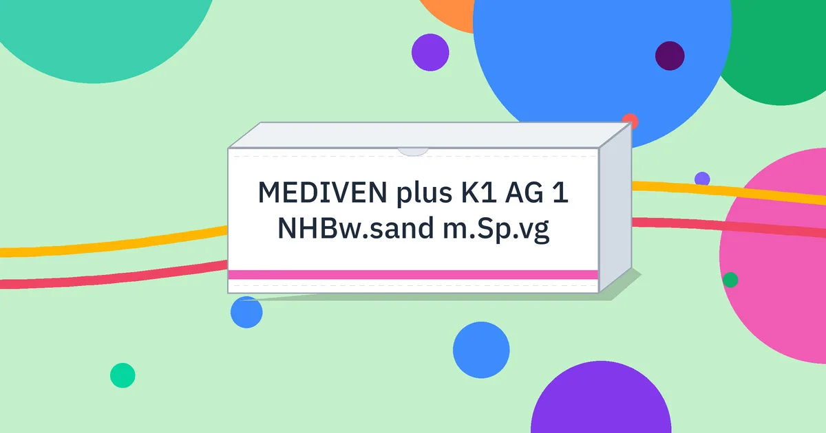 Symbolbild: Packung mit der Aufschrift MEDIVEN plus K1 AG 1 NHBw.sand m.Sp.vg (PZN 18939605) – Verfügbarkeit und Bezug in Apotheken in Frankfurt am Main