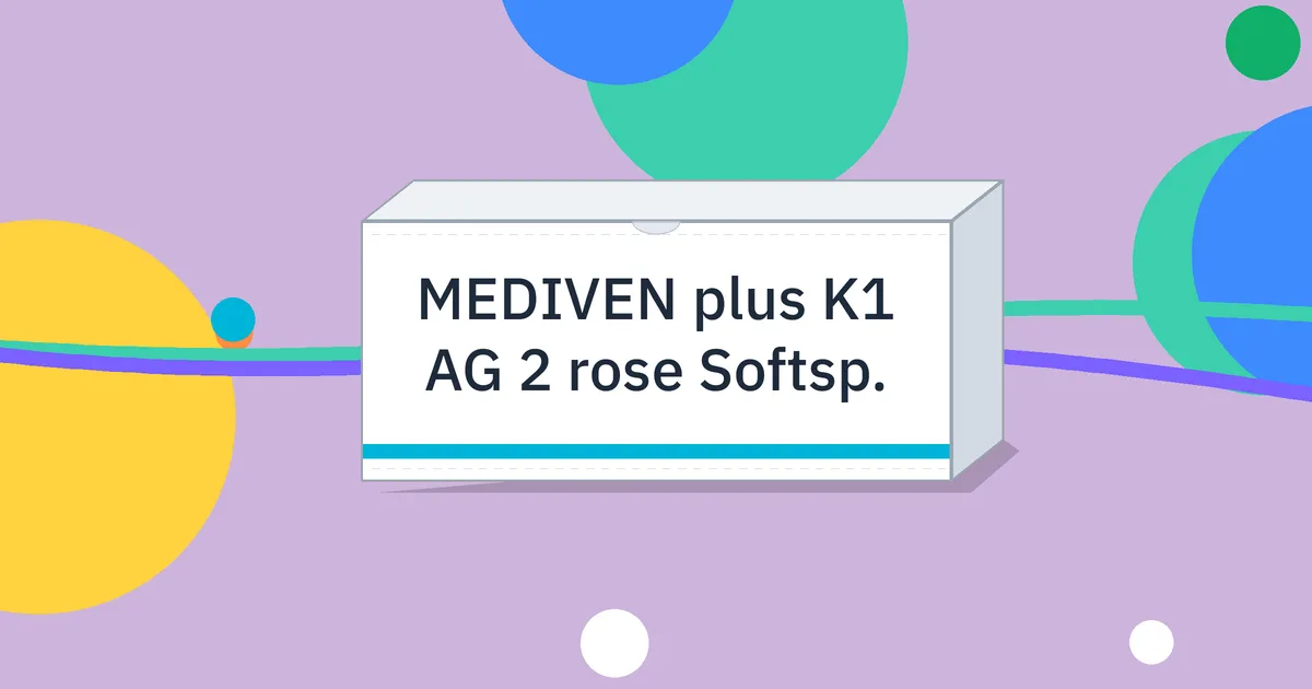Symbolbild: Packung mit der Aufschrift MEDIVEN plus K1 AG 2 rose Softsp. (PZN 15056199) – Verfügbarkeit und Bezug in Apotheken in Frankfurt am Main