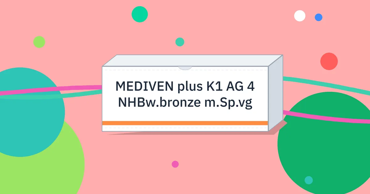 Symbolbild: Packung mit der Aufschrift MEDIVEN plus K1 AG 4 NHBw.bronze m.Sp.vg (PZN 15923874) – Verfügbarkeit und Bezug in Apotheken in Frankfurt am Main