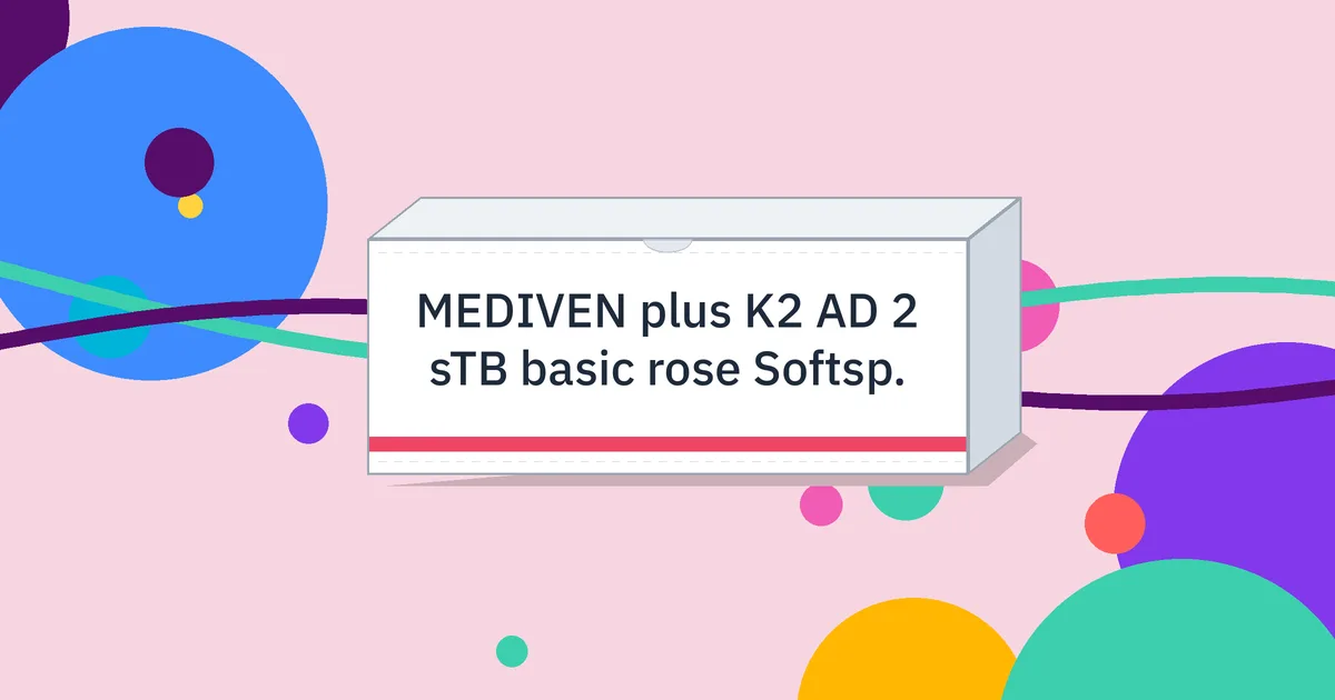 Symbolbild: Packung mit der Aufschrift MEDIVEN plus K2 AD 2 sTB basic rose Softsp. (PZN 15095791) – Verfügbarkeit und Bezug in Apotheken in Frankfurt am Main