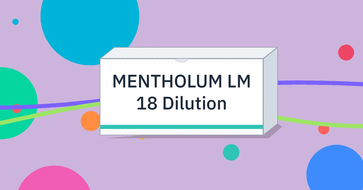 Symbolbild: Packung mit der Aufschrift MENTHOLUM LM 18 Dilution (PZN 13604751) – Verfügbarkeit und Bezug in Apotheken in Frankfurt am Main