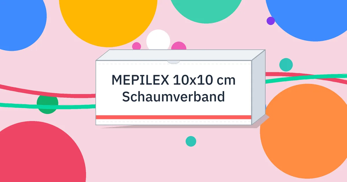 Symbolbild: Packung mit der Aufschrift MEPILEX 10x10 cm Schaumverband (PZN 11368111) – Verfügbarkeit und Bezug in Apotheken in Frankfurt am Main