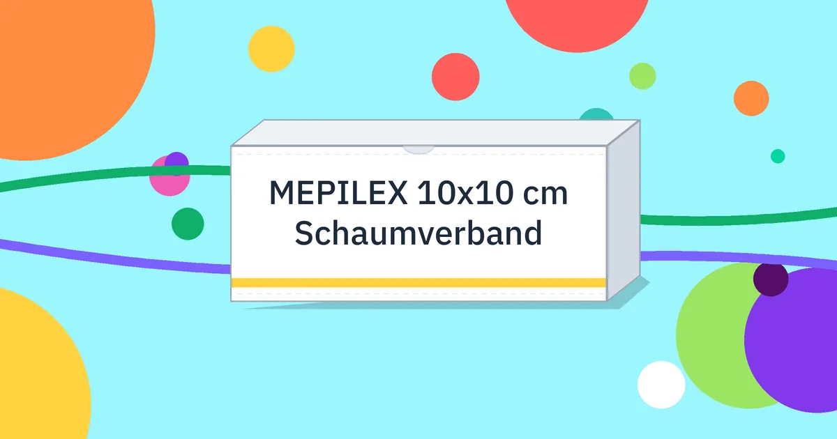 Symbolbild: Packung mit der Aufschrift MEPILEX 10x10 cm Schaumverband (PZN 16360249) – Verfügbarkeit und Bezug in Apotheken in Frankfurt am Main