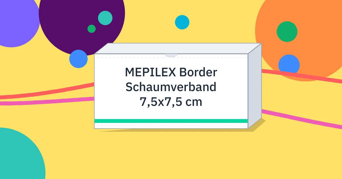 Symbolbild: Packung mit der Aufschrift MEPILEX Border Schaumverband 7,5x7,5 cm (PZN 18052150) – Verfügbarkeit und Bezug in Apotheken in Frankfurt am Main