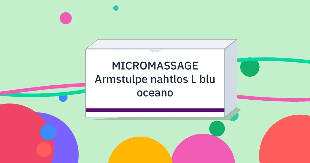 Symbolbild: Packung mit der Aufschrift MICROMASSAGE Armstulpe nahtlos L blu oceano (PZN 16193076) – Verfügbarkeit und Bezug in Apotheken in Frankfurt am Main