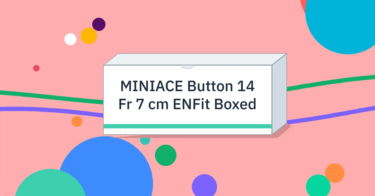 Symbolbild: Packung mit der Aufschrift MINIACE Button 14 Fr 7 cm ENFit Boxed (PZN 16954291) – Verfügbarkeit und Bezug in Apotheken in Frankfurt am Main