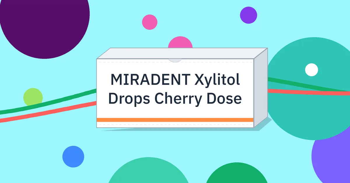 Symbolbild: Packung mit der Aufschrift MIRADENT Xylitol Drops Cherry Dose (PZN 19851485) – Verfügbarkeit und Bezug in Apotheken in Frankfurt am Main